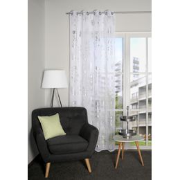 Gardine Home Wohnideen, B:135cm H:245cmsilber, Polyester, Polyester, Wohnzimmer, Gardinen, "TREA", bedruckt