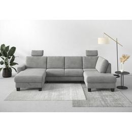 Wohnlandschaft Home Affaire, B:314cm H:91cm T:170cm, silber, 100% Polyester, Sofas, "Summer U-Form", mit oder ohne Bettfunktion und Bettkasten,