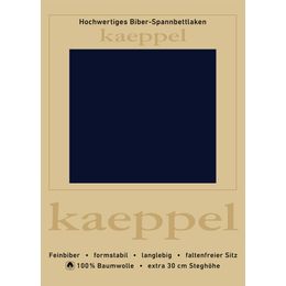 Spannbettlaken Kaeppel, L:200cm, blau, Biber, Obermaterial: 100% Baumwolle, Bettlaken, "Spannbettlaken Biber", 100% Baumwolle, kuschelig weich ideal