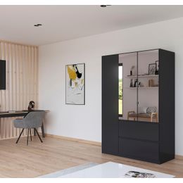 Dreht&uuml;renschrank Rauch, B:136cm H:197cm T:54cm, schwarz-wei&szlig;, Holzwerkstoff, Schr&auml;nke, "Kleiderschrank Schrank Garderobe COSTA in den Breiten