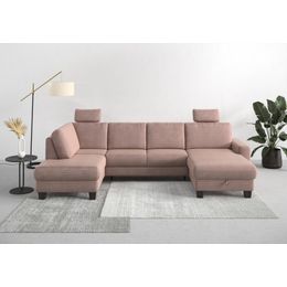Wohnlandschaft Home Affaire, B:314cm H:91cm T:170cm, rosa, 95% Polyester, 5% Polyamid, Sofas, "Summer U-Form", mit oder ohne Bettfunktion und