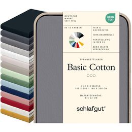 Spannbettlaken Schlafgutgrau mid, Jersey, Obermaterial: 100% Baumwolle, Bettlaken, "Basic Cotton Bettlaken, 160 g/m&sup2;, 100% Baumwolle, Spannbetttuch",