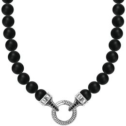 Thomas Sabo Damen Kette ohne Anh&auml;nger "Bead Necklace Obsidian, Beadskette", 60, Silber 925 (recycelt), silber, Silber 925 (recycelt), Halsketten, mit