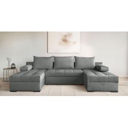 Wohnlandschaft OTTO HOME, H:41cm T:161cmgrau, 100%Polyester, Sofas, "Home System U-Form, von B: 269-352 cm w&auml;hlbar, 6 Varianten zur Auswahl", mit