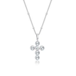 Elli Damen Collierkettchen "Kreuz 925 Silber, mit Kristallen von Swarovski", 60,mit Steinen, Silber 925 (Sterlingsilber), L: 60, silber, Silber 925