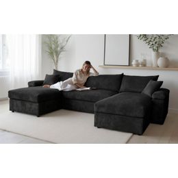 Wohnlandschaft OTTO HOME, B:309cm H:46cm T:162cmanthrazit, 100%Polyester, Sofas, "Cosy U-From Breite 309 cm, Sitzaufbau im Sandwich-Federkern",