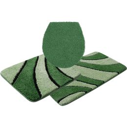 Badematte OTTO HOME, H:16mmdunkelgr&uuml;n, hellgr&uuml;n, Polyester, Badematten, "Anna, Badvorleger, Badezimmer Teppich", Badteppich, Hoch Tief Effekt,