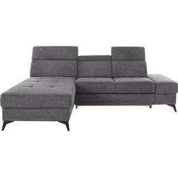Ecksofa Home Affaire, B:246cm H:83cm T:173cm, grau, Webstoff (100% Polyester);Luxus-Microfaser Paris (90% Polyester/10% Polyamid);Struktur fein (100%