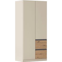 Dreht&uuml;renschrank Rauch, B:91cm H:197cm T:54cmbeige (champagner), eiche artisan, eingriffe graumetallic, Holzwerkstoff, Schr&auml;nke, "Kleiderschrank