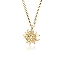 Elli Damen Kette mit Anh&auml;nger "Edelweiss Symbol Anh&auml;nger Tracht 925 Sterling Silber", 40, ohne Stein, Silber 925 (Sterlingsilber), L: 40, gold,