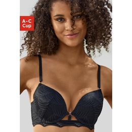 Lascana Damen Push-up-BH "Marla", Gr. 80, schwarz, Spitze, Obermaterial: 51% Polyamid, 44% Polyester, 5% Elasthan, BHs, mit integrierten Kissen und