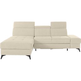 Ecksofa Home Affaire, B:246cm H:83cm T:173cm, beige, Webstoff (100% Polyester);Luxus-Microfaser Paris (90% Polyester/10% Polyamid);Struktur fein