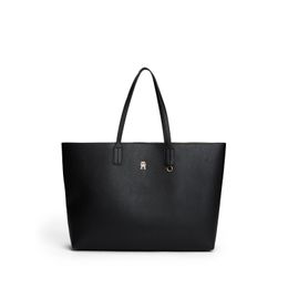 Tommy Hilfiger Tragetasche "TH ICON TOTE"schwarz, Lederimitat, Taschen, Damen Schultertasche mit herausnehmbarer RV-Innentasche