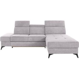 Ecksofa Home Affaire, B:246cm H:83cm T:173cm, silber, Webstoff (100% Polyester);Luxus-Microfaser Paris (90% Polyester/10% Polyamid);Struktur fein