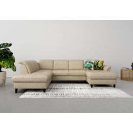 Sit & More Wohnlandschaft SIT & MORE, B:312cm T:224cm, beige, 100% Polyester, Sofas, "Maggiore U-Form", wahlweise mit Kopfteilverstellung, Bettfunktion und