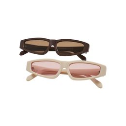 Urban Classics Damen Sonnenbrille "Urban Classics Unisex Sunglasses Lefkada 2-Pack"braun, braun, sanftes wei&szlig;, pink, Sonnenbrillen