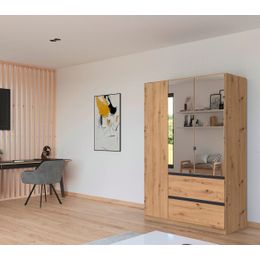 Dreht&uuml;renschrank Rauch, B:136cm H:197cm T:54cm, braun, Holzwerkstoff, Schr&auml;nke, "Kleiderschrank Schrank Garderobe COSTA in den Breiten 91/136/181