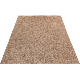 Teppich Paco Home, B:120cm H:4mm L:160cm, beige, Polypropylen (PP), Wohnzimmer, Teppiche, "Rimini 411", Flachgewebe, Uni Farben, Hoch-Tief Effekt,