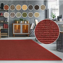 Sisalteppich Dekowe, B:133cm H:5mm L:190cm, rot, Sisal, Teppiche, "Mara S2 mit Bord&uuml;re", Flachgewebe, Material: 100% Sisal, Wohnzimmer, Kundenliebling