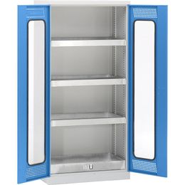 eurokraft pro Umweltschrank, mit Sichtfenstert&uuml;ren, 3 Wannenb&ouml;den, 1 Bodenwanne, Breite 950 mm