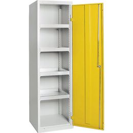 Umweltschrank ohne T&uuml;rlochung, HxBxT 1800 x 500 x 500 mm, 4 Wannenb&ouml;den, lichtgrau / signalgelb kaiserkraft