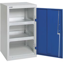 Umweltschrank ohne T&uuml;rlochung, HxBxT 900 x 500 x 500 mm, 2 Wannenb&ouml;den, lichtgrau / enzianblau kaiserkraft