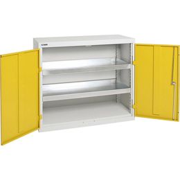 Umweltschrank ohne T&uuml;rlochung, HxBxT 900 x 1000 x 500 mm, 2 Wannenb&ouml;den, lichtgrau / signalgelb kaiserkraft