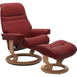 Fu&szlig;hocker stressless, B:57cm H:39cm T:40cm, rot, Leder BATICK: BATICK ist ein leicht korrigiertes, durchgef&auml;rbtes und genarbtes M&ouml;belleder, bei dem