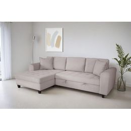 Ecksofa TRENDS BY HG, B:265cm H:86cm T:150cmb803 zoom 19 dove, 92% Polyester;8% Nylon, Wohnzimmer, Sofas, "Moritz L-Form, B: 265 cm", mit