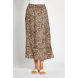 Zhrill Damen Midirock "ZHANUSHA", beige, Gr. L, Web, Obermaterial: 66% Viskose, 34% Polyester, R&ouml;cke, mit Leopard-Print - Animal-Print