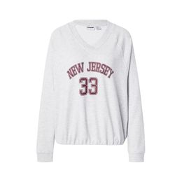 Noisy may Sweatshirt 'NMASTON' Damen Gr&ouml;&szlig;e L hellgrau / rubinrot / wei&szlig;