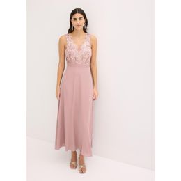 bonprix Maxikleid mit Paillettenstickerei, rosa, Gr.52, Elegantes Abendkleid mit feiner Stickerei und Paillettenverzierungen im Oberteil