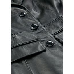 bonprix Blazermantel aus Lammnappa, schwarz, Gr.46, edler Blazermantel aus Leder mit Reverskragen und seitlichen Eingriffstaschen, aus Nappaleder