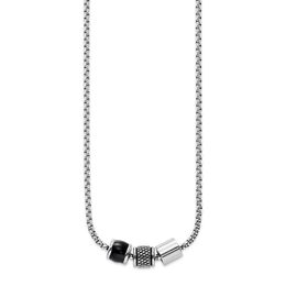 Bruno Banani Damen Kette mit Anh&auml;nger "Schmuck Geschenk Edelstahlkette mit runden Elementen", Edelstahl, L: 53 B: 2,3mmedelstahlfarben, schwarz,