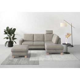 Ecksofa Home Affaire, B:236cm H:91cm T:170cm, grau, 95% Polyester, 5% Polyamid, Wohnzimmer, Sofas, "Summer L-Form", mit Ottomane, wahlweise mit