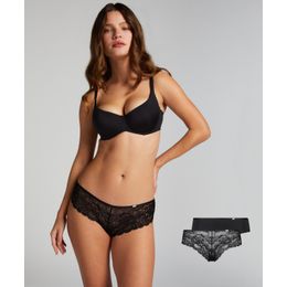 Hunkem&ouml;ller HUNKEM&Ouml;LLER Damen Hipster "2er-Pack Brazilians Angie", Gr. Lschwarz, 86% Polyamid, 14% Elasthan, Unterhosen
