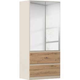 Dreht&uuml;renschrank Rauch, B:91cm H:197cm T:54cmbeige (champagner), eiche artisan, eingriffe beige (champagner), Holzwerkstoff, Schr&auml;nke,