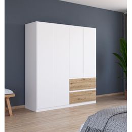 Dreht&uuml;renschrank Rauch, B:181cm H:197cm T:54cmalpinwei&szlig;, eiche artisan, eingriffe alpinwei&szlig;, Holzwerkstoff, Schr&auml;nke, "Kleiderschrank Schrank