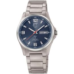 ETT Herren Funkuhr "Everest"titanfarben, blau, Armbanduhren, Armbanduhr, Herrenuhr, Datum, Solar