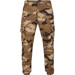 Urban Classics Herren Cargohose "Urban Classics Herren Camo Cargo Jogging Pants 2.0"schwarzground camo, Gr. 34, 98% Baumwolle, 2% Elasthan, Hosen