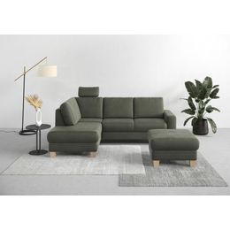 Ecksofa Home Affaire, B:236cm H:91cm T:170cm, gr&uuml;n, 95% Polyester, 5% Polyamid, Wohnzimmer, Sofas, "Summer L-Form", mit Ottomane, wahlweise mit