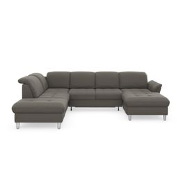 Sit & More Wohnlandschaft SIT & MORE, B:312cm T:224cm, braun, 95% Polyester, 5% Polyamid, Sofas, "Maggiore U-Form", wahlweise mit Kopfteilverstellung,