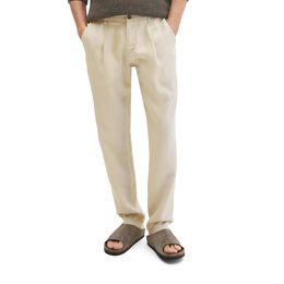 Marc O'Polo Chinohose MARC O'POLO "mit elastischem Bund", Herren, Gr. 30, L&auml;nge 32, grau silk, Obermaterial: 100% Leinen, unifarben, normal, Hosen Chinohose