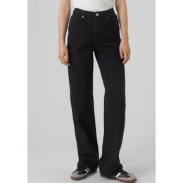 V&eacute;ro Moda VERO MODA Damen High-waist-Jeans "VMTESSA HR WIDE JEANS RA118 GA NOOS", schwarz, Gr. 30, unifarben, Denim/Jeans, Obermaterial: 99% Baumwolle, 1%