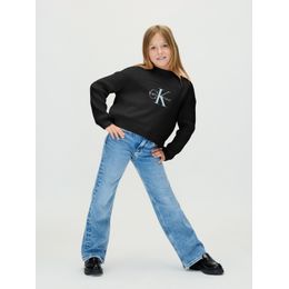 M&auml;dchen Strickpullover "MONOLOGO CN SWEATER", schwarz, Gr. 4, Calvin Klein Jeans, unifarben, Strick, Obermaterial: 100% Baumwolle, Pullover, f&uuml;r