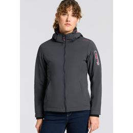CMP Damen Softshelljacke "WOMAN JACKET DET HOOD", grau, Gr. 48, Obermaterial: 96% Polyester, 4% Elasthan. Futter: 100% Polyester, Jacken, mit Kapuze,