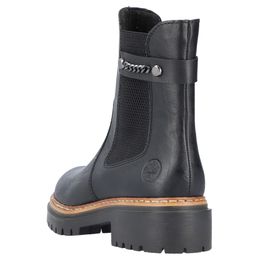 Rieker Damen Chelseaboots, Gr. 40, schwarz, Elastischer Einsatz, Lederimitat, Schuhe, mit feiner Zierkette