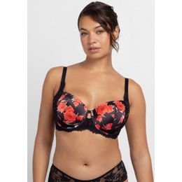 Dorina Damen B&uuml;gel-BH "Anahi Floral", Gr. 80, schwarz, Spitze, Obermaterial: 52% Polyester, 39% Polyamid, 9% Elasthan, bedruckt, BHs, mit