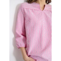 Cecil Damen Shirtblusebeetroot pink, Gr. L, gestreift, Web, 57% Baumwolle, 42% Polyester, 1% Elasthan, Blusen, mit gestreiftem Seersucker-Look