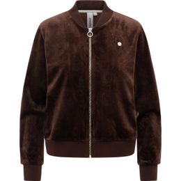 Ragwear Damen Sweatjacke "Doron Embossed"schwarz choco, Gr. S, Material: 94% Polyester, 6% Elasthan, Sweatjacken, Kuschelige Alltagsjacke in